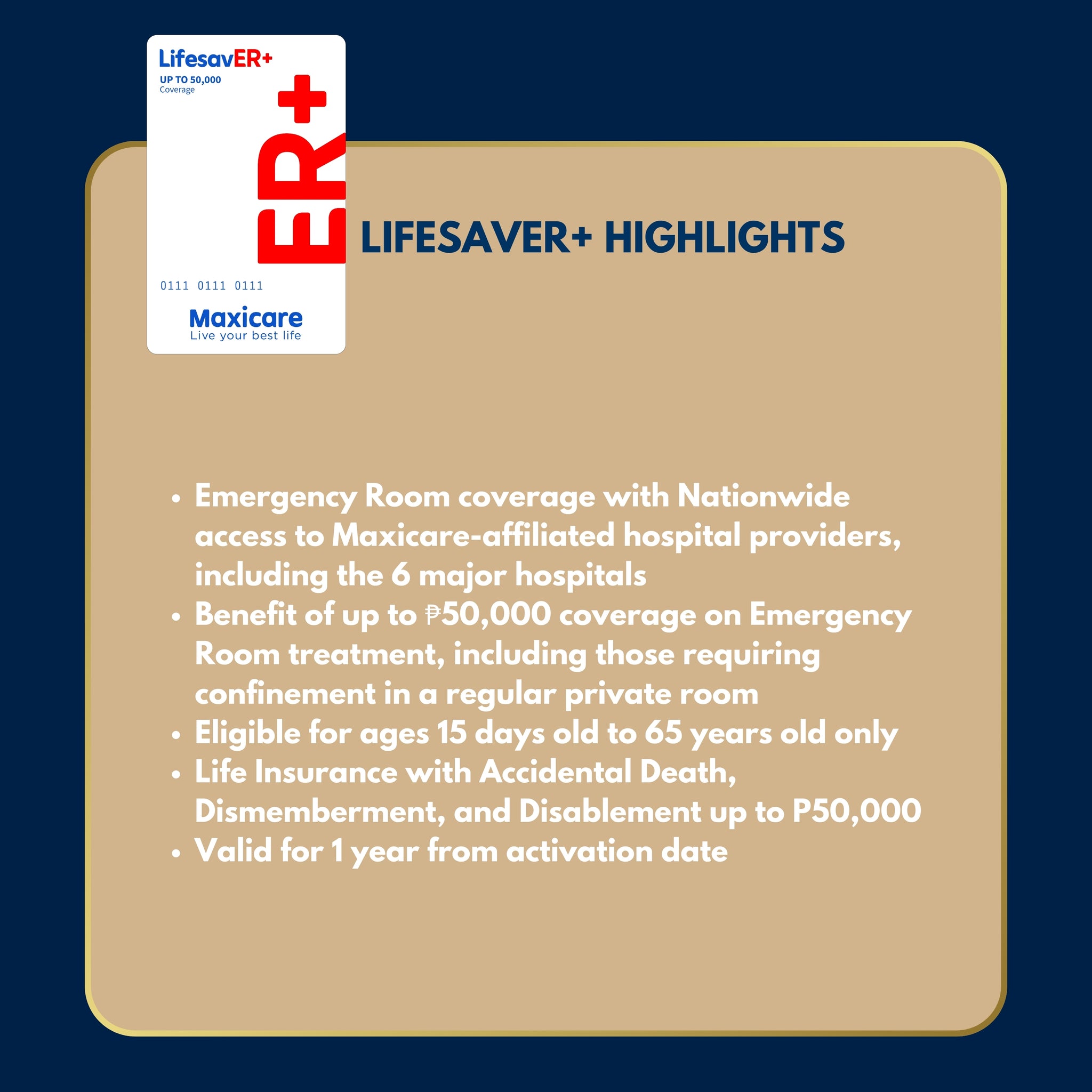 Maxicare LifesavER+ - Emergency coverage leading to confinement throug